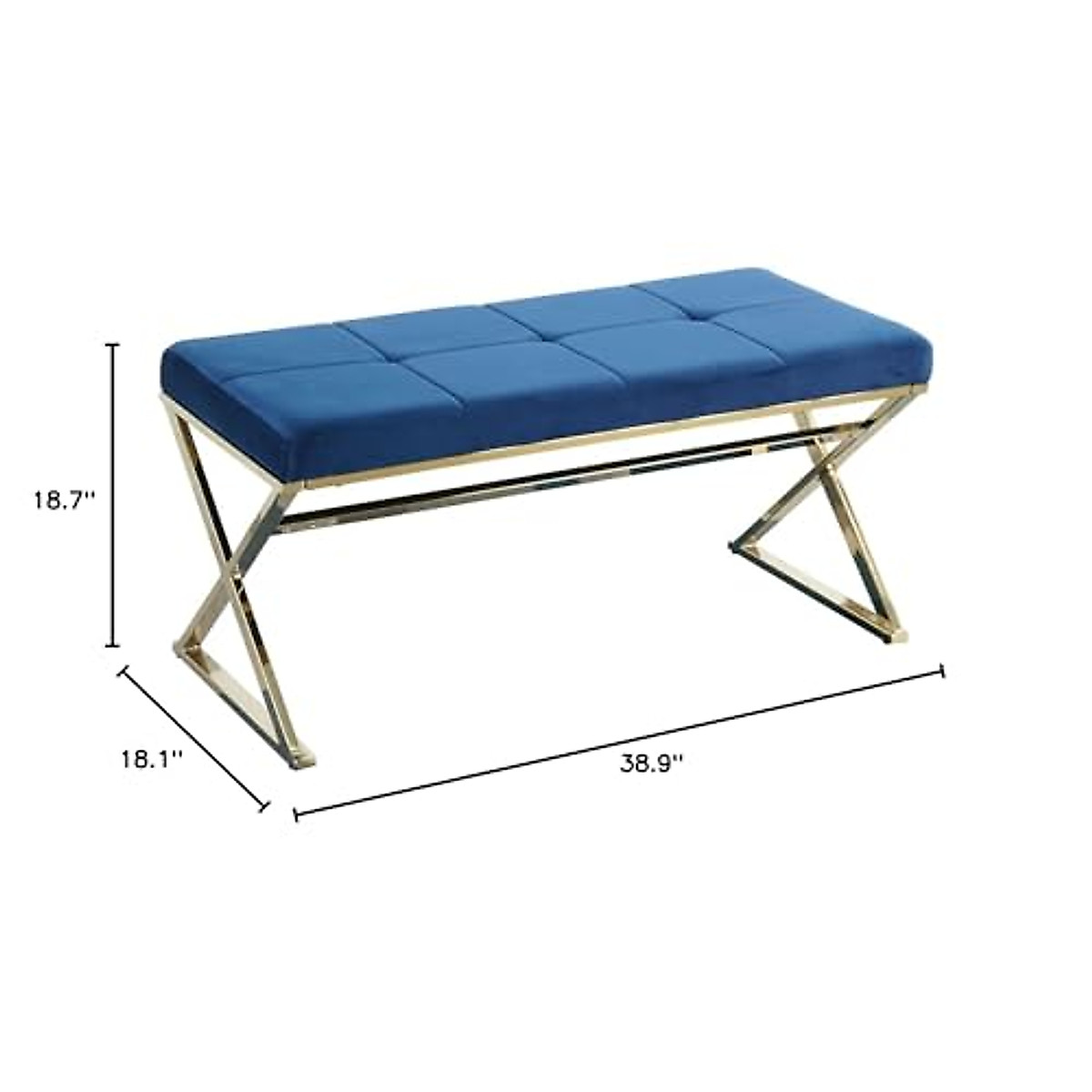GYZAD Modern Sofa Bench Bench-Dining Room Bench-with Stainless Steel and Velvet Ottaman,Bench Chair,Benches for Bedroom,Livingroom,Metal,Gold Plated Legs,Blue