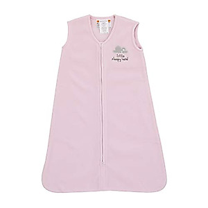 Sumersault - Pink Blanket with Cloud "Little Sleepy Head" Embroidery - 100% Microfleece Wearable Blanket for Babies 14-22 Lbs. | Swaddle Blanket, Medium