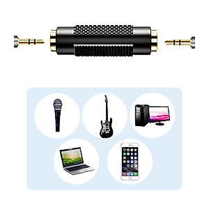 SNLLMZI 5pack 3.5 mm Female to Female Adapter, 3.5mm Stereo Jack to 3.5mm Stereo Jack Adapter Connectors Stereo Coupler Female to Female - Gold Plated