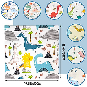 Aubliss 8pcs Fat Quarter Fabric Bundles 100% Cotton 19.6'' x 19.6''(50cm x 50cm) Quilting Cotton Craft Fabric Pre-Cut Squares Sheets for Patchwork Sewing Quilting Crafting(Dinosaur)
