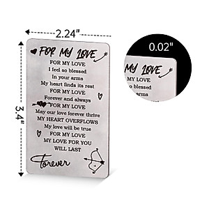 Demiwise Wallet Card, Metal Engraved Wallet Insert Card（FOR MY LOVE ), Metal Gift Card for Him or Her, Anniversary Card for Wedding, Birthday and Valentine's Day