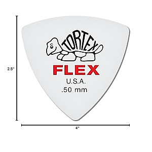 Dunlop Tortex Flex Triangle .50mm Red Guitar Pick-6 Pack, .50mm | White