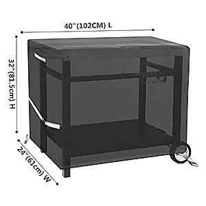 Outdoor Table Cover For 40 inch Royal Gourmet Double-Shelf Movable Dining Cart Prep Table 40 x 24 x 32 Inch - Outdoor Dining Cart Cover - Heavy Duty Waterproof 600D Oxford Fabric