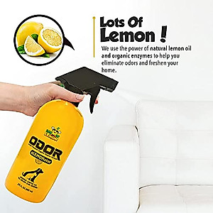 Lots of Lemon - Pet Odor Eliminator for Home - Professional Strength Citrus Infused Enzyme Powered Urine Odor Eliminator for Carpet, Furniture, Hardwood Floors & Rugs - Small Dogs