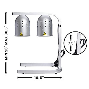 SYBO Stainless Steel Soup Kettle with Hinged Lid and Insert Pot, 10.5 Quarts, Commercial Grade & DL2112 Commercial Grade Food Heat Lamp Portable Electric Food Warmer 2-Bulb with Free-Standing,Silver