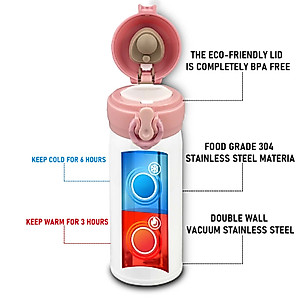 AiHeart Kids Sublimation Water Bottle,10oz Blank Stainless Steel Kid Thermo Mug,Double Wall Vacuum Insulated Sport Water Bottle,With Shrink wrap films and Lid,For School Travel(Light Pink)