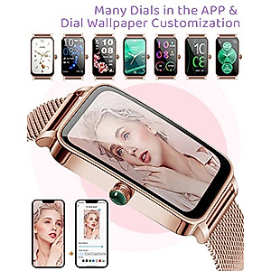 BOCLOUD Smart Watch, Smart Watches for Women Men, iPhone Android Smart Watch with Blood Oxygen/Heart Rate/Sleep Monitor, IP68 Waterproof Fitness Tracker with 12 Sport Modes(Gold)