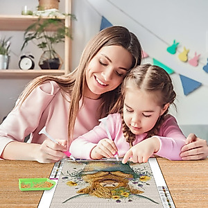 MOGTAA Cow Diamond Painting Kits for Adults, 5D Flowers Cow Diamond Art Kits for Beginners, Full Drill DIY Animal Diamond Dots Kits Crystal Craft for Home Wall Art Decor 12x16 inch