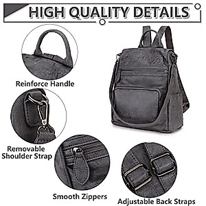 RAVUO Backpack Purse for Women, PU Leather Anti-theft Backpack Fashion Convertible Shoulder Bag for Ladies Three Ways to Carry