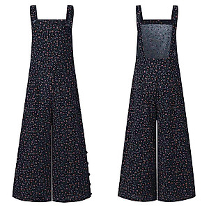 Padaleks Womens Summer Long Jumpsuits Sleeveless Overalls One Piece Casual Boho Rompers Outfits Wide Leg Pants