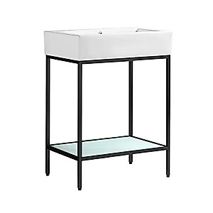 Swiss Madison Well Made Forever Pierre 24 Single, Freestanding, Matte Black Metal Frame Bathroom Vanity