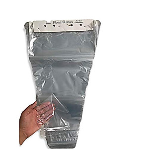 A&A Flower Bouquet Unprinted 37 Micron Clear Cellophane Bags Plastic Sleeve Bag 100 pcs (9x14x3.5 in.)