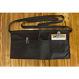 SEW UR LIFE (2 Set Resist Water 3 Big Pockets Waist Server Apron Kitchen Restaurant Bistro Cafe Bar Pub Cake Shop Bakery Unisex Half Aprons for Chef, Baker, Servers, Waitress, Waiter(Black)