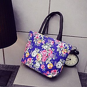 MESSIYO Shopper Tote Fashion Bag Handbag Printing Girls Canvas Women Shoulder Shopping Bag (Purple)