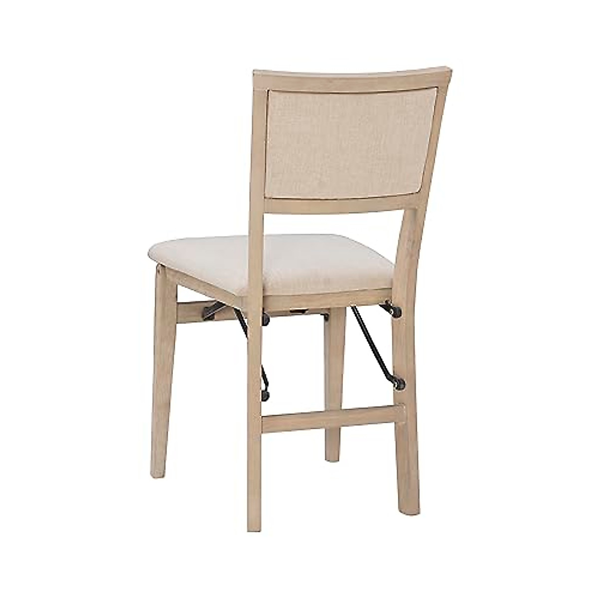 Linon Keira Wooden Folding Chair Upholstered Seat and Back Set of 2, Dining Height, Rustic Natural & Beige