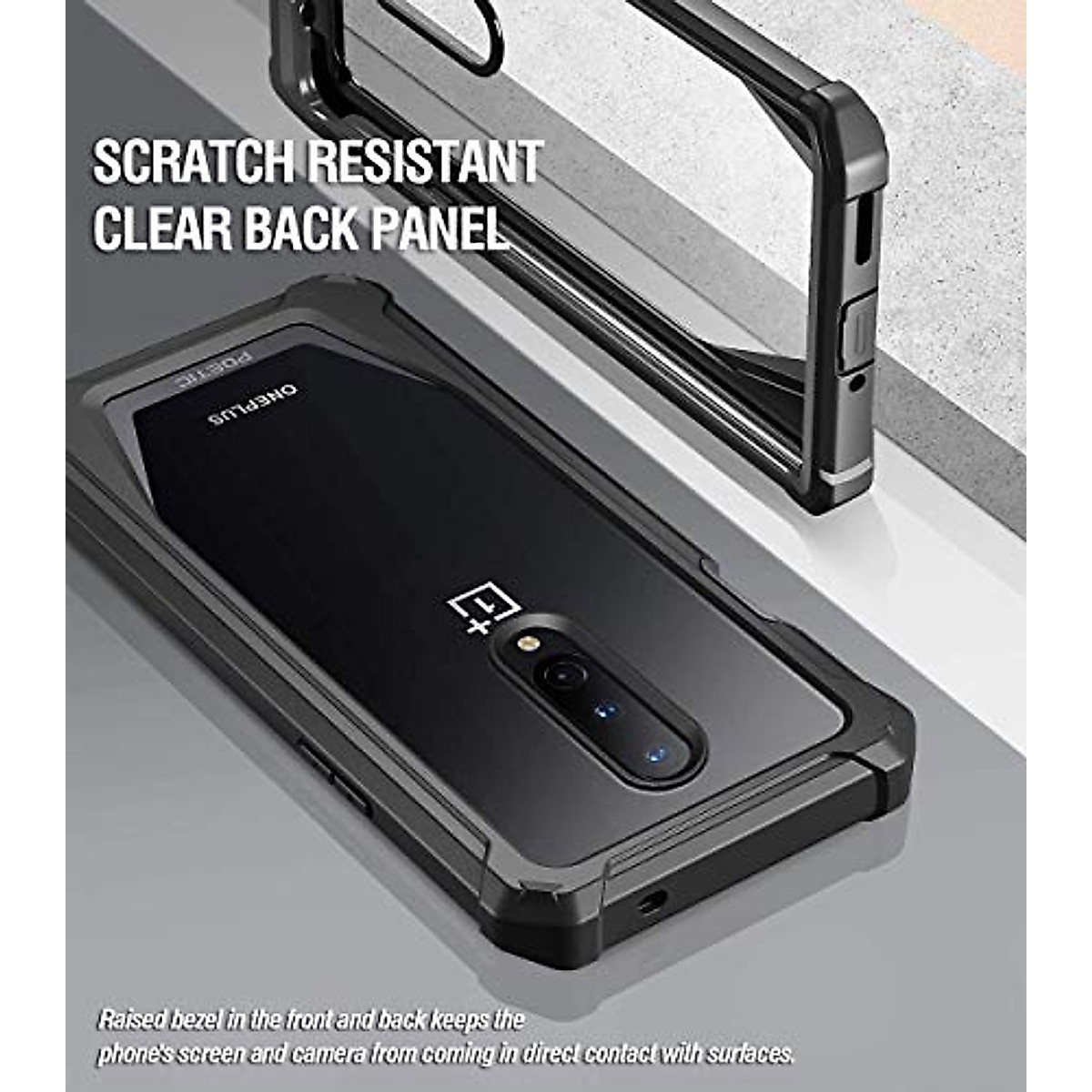 Poetic Guardian for Oneplus 8 Case, [Not Compatible with Verizon Version] Full-Body Hybrid Shockproof Bumper Cover with Built-in-Screen Protector, Black/Clear