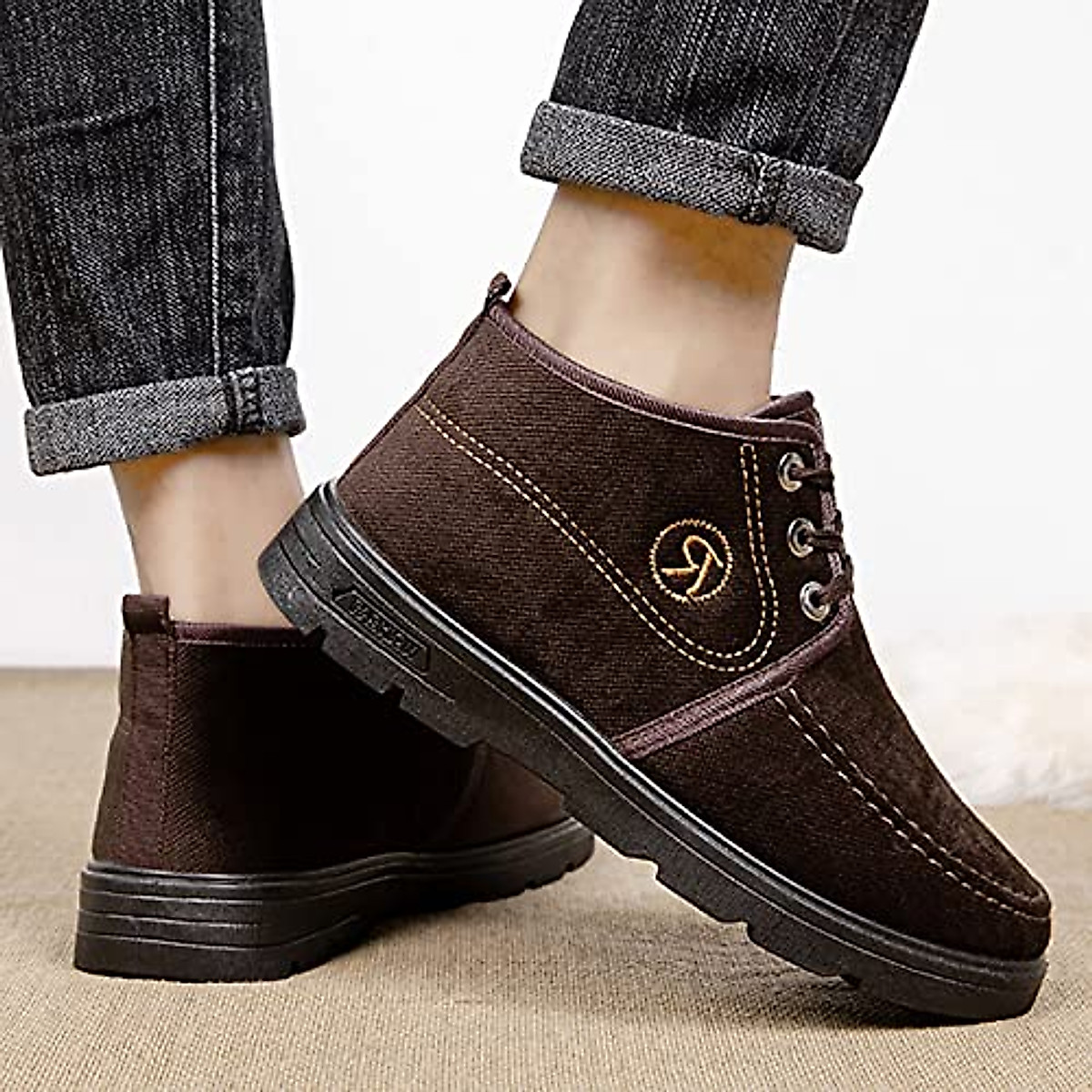 Boots for Men,Mens Trekking Backpacking Snow Boots Waterproof Winter Boots Fur Lined Non Slip Hiking Boots Warm Boots