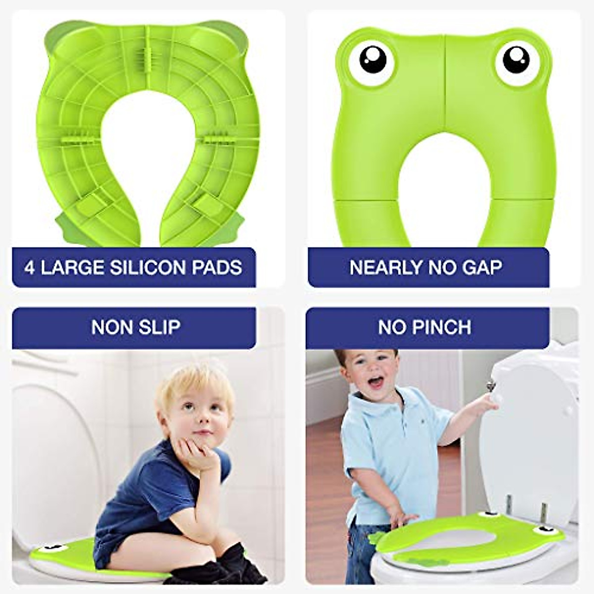 Portable Folding Large Non Slip Silionce Pads Potty Training Seat for Kids Boys & Girls, Foldable Toddlers Toilet Seat, Recyclable Potty Seat Cover for Travel