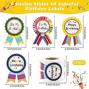 30 Pieces Birthday Crowns for Kids Classroom with 300pcs Happy Birthday Stickers for Students Boys Girls School Preschool Teacher Supplies Birthday Party Favors