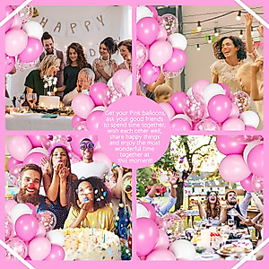 OWill 100pcs Balloons Pink White and Confetti 12 Inches Pink Latex Balloons, Pink Confetti Balloons for Birthday Baby Shower Wedding Party Supplies Arch Garland Decoration