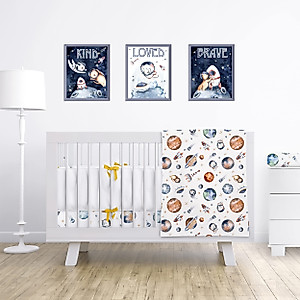 Outer Space Crib Sheet | Extra Soft and Stretchy Jersey Knit Cotton | Unique Watercolor Design