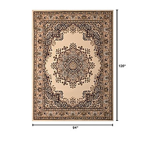 United Weavers Dallas Floral Kirman Area Rug - Ivory, 8x11, Traditional Indoor Floor Rug with Jute Backing