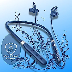 U-Listen PRO KT-N33 Wireless Bluetooth Neckband Headphone Super Bass Noise Reduction HD Mic Type C Foldable New Ergonomic Design Trendy Comfy Gym Sport Around The Neck by Turbootech(Blue)