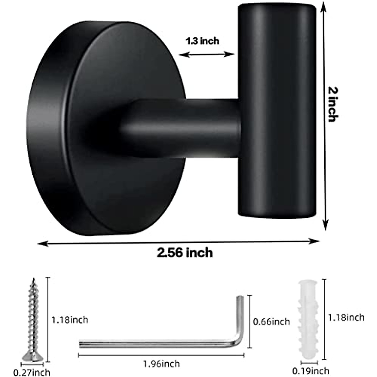 LGSFTBFS 6 Pack Black Towel Hooks, Bathroom Hook SUS304 Stainless Steel Coat Robe Clothes Hook Modern Hook Holder for Bathroom Kitchen Garage Hotel Office Wall Mounted