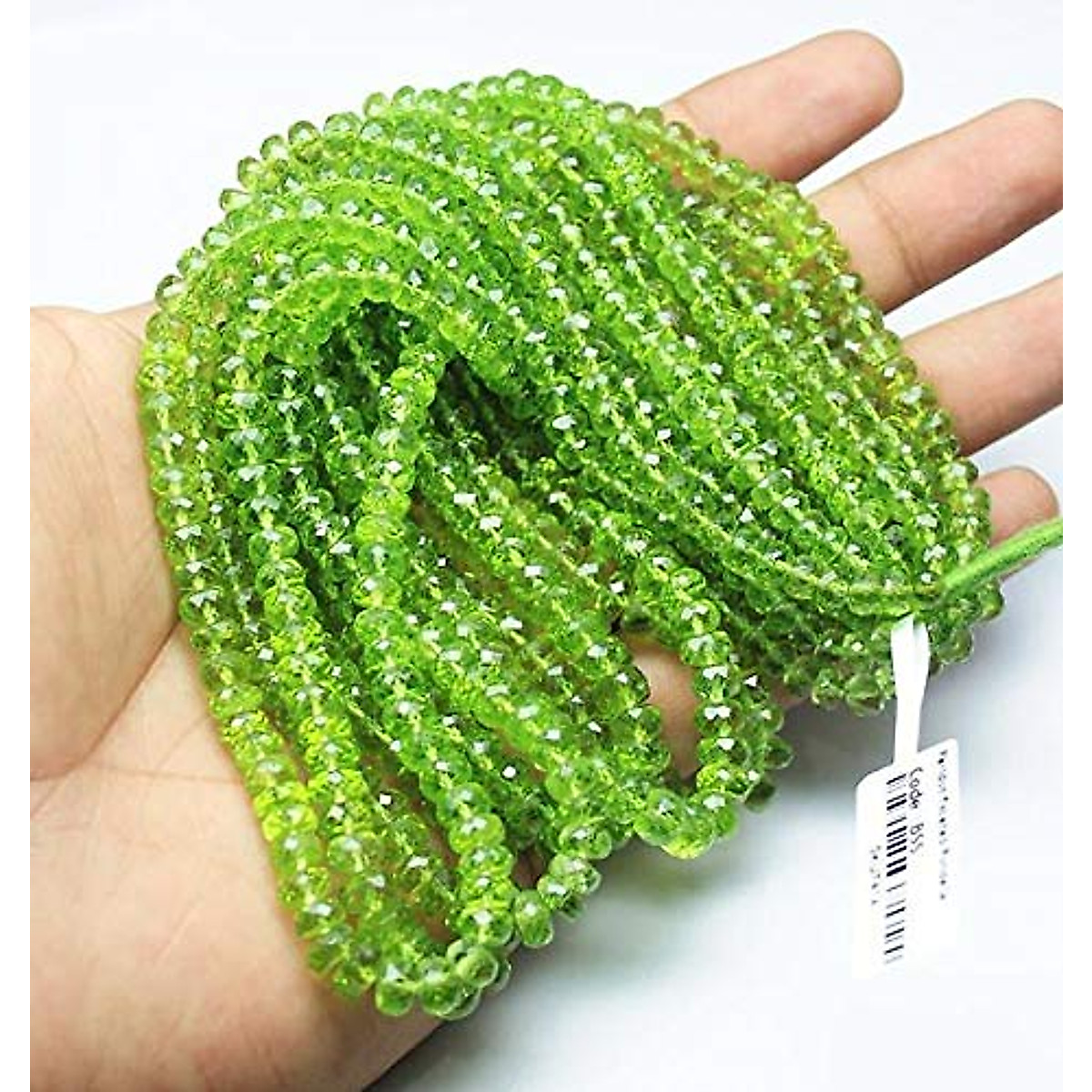 GemAbyss Beads Gemstone Natural Green Peridot Faceted Rondelle Spacer Micro Gemstone Craft Loose Beads Strand 8 Inch Long 6mm 5.5mm Code-MVG-434