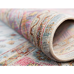 Unique Loom Baracoa Collection Area Rug - Miramar (5' 5" x 8' Rectangle, Light Blue/ Blue)