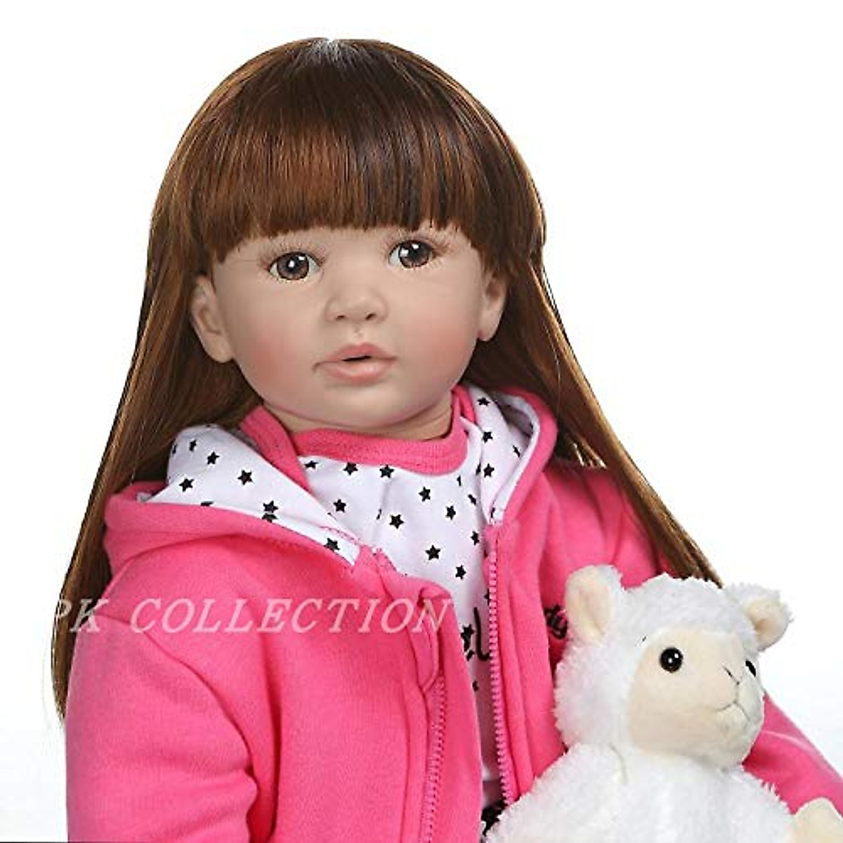 iCradle Angelbaby Reborn Baby Dolls Toddlers Twins Boy and Girl Realistic Soft Silicone 24 inch Brown Hair Newborn Child Dolls Toys Toddler Size Gifts Set 2 pcs