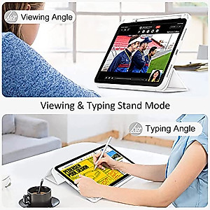 Gahwa iPad 10th Generation Case 10.9 Inch 2022, Slim Tri-fold Stand Soft TPU Back with Pencil Holder for iPad 10 Case - Support Touch ID, Auto Sleep/Wake(White)