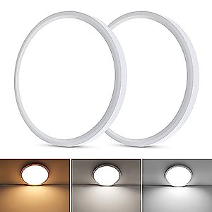 Wowag 2PACK LED Flush Mount Ceiling Light Fixture,12 Inch Super Slim 24W 2200lm,3000k/4000k/6000K 3 Color Selectable Surface Mount Low Profile Ceiling Lamp for Bedroom,Kitchen,Dining Room(White)