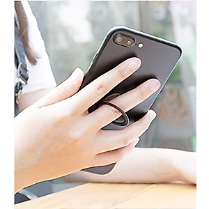 World's Slimmest Phone Ring Holder,Attom Tech Ultra Thin Cell Phone Ring Stand Magnetic Car Mount Hook Matte Center Compatible for iPhone X 8 7 Plus 6S 6 5s 5 SE,Galaxy S8 S7 S6 Edge,Note (Black)