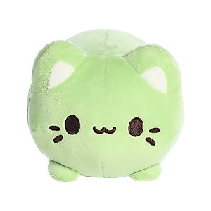 Aurora® Enchanting Tasty Peach® Green Tea Meowchi Stuffed Animal - Bright & Colorful Design - Showpiece Plush - Green 7 Inches