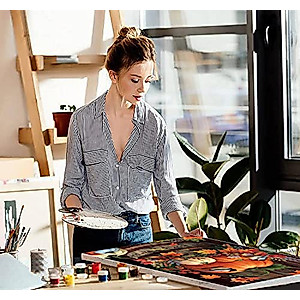 Tiwabb Thanksgiving Paint by Number for Adults,Fall Painting by Numbers Kits On Canvas,Without Frame DIY 4 Pack Fall Pumpkin Truck Oil Painting Acrylic Paints, for Gift and Home Decor 12x16inch