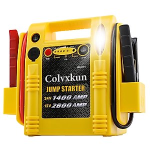 Colvxkun 2800/1400 Peak Amp 12V/24V Jump Starter,Can Start Trucks, excavators, transporters and Other Heavy Vehicles.Auto Battery Booster,Power Station with DC/USB Outputs,LED Work Light