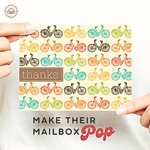 Two Poodle Press 20 Bicycle Thank You Greeting Cards - For Bikes, Cyclists, Pelotonia, Charity Bike Rides Nancy Stationery with Matching Cream Envelopes Birthday Present for Bicycle Lovers