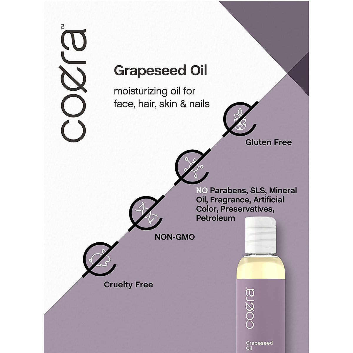 Horbäach Grapeseed | 4 fl oz | Moisturizing Oil for Face, Hair, Skin and Nails | Free of Parabens, SLS, & Fragrances | Coera
