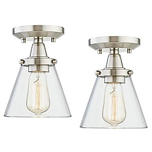 WISBEAM Semi Flush Mount Ceiling Light Fixture, E26 Medium Base, Metal Housing with Clear Glass, ETL Rated, Bulbs NOT Included, 2-Pack