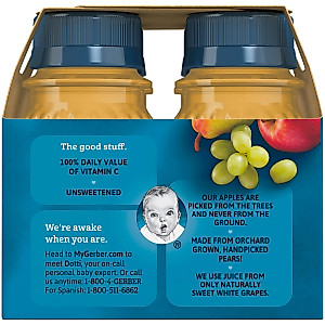 Gerber Juice Fruit 2 Apple, 1 Pear, 1 White Grape Juices from Concentrate Variety 16 Fl Oz (Pack of 6)