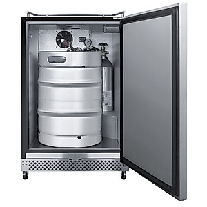 Summit Appliance SBC696OSNK 24' Wide Built-In Outdoor Kegerator, Weatherproof, Full-sized Beer Dispenser, 6.04 cu.ft Capacity, Digital Thermostat, Automatic Defrost, LED Lighting, Self-closing Door