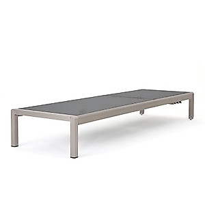 Christopher Knight Home Cape Coral Outdoor Mesh Chaise Lounges, 2-Pcs Set, Dark Grey / Silver