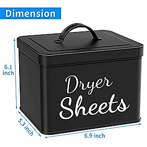 RuiNuyoah Farmhouse Metal Dryer Sheets Holder with Lid for Laundry Room Decor and Accessories, Modern Dryer Sheet Container for Storage and Organization, Large Dryer Sheet Dispenser Black