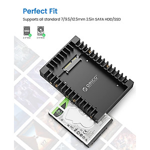 [5Packs] ORICO 2.5 SSD SATA to 3.5 Hard Drive Adapter Internal Drive Bay Converter Mounting Bracket Caddy Tray for 7 / 9.5 / 12.5mm 2.5 inch HDD / SSD with SATA III Interface(1125SS-5)