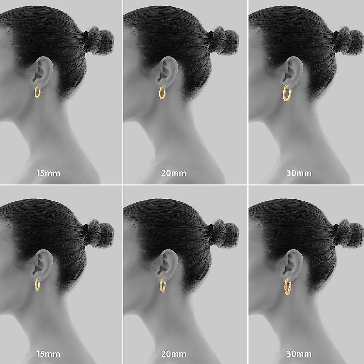 Gacimy Sterling Silver Hoop Earrings for Women, 14K White Gold Plated Hoops with 925 Sterling Silver Post, 20mm White Gold and Cubic Zirconia Medium Hoop Earrings for Women