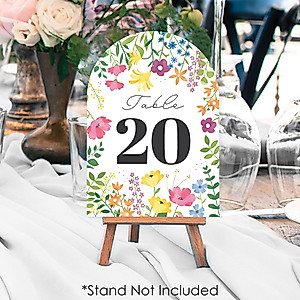 Big Dot of Happiness Wildflowers Bride - Boho Floral Bridal Shower and Wedding Party Double-Sided 5 x 7 inches Cards - Table Numbers - 1-20