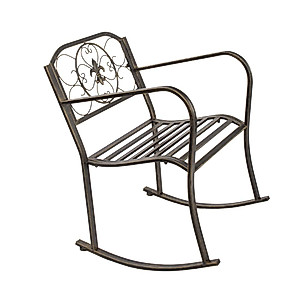 EBLSE Elegant Wrought Iron Porch Rocking Chair Outdoor Garden Single Iron Art Vintage Rocking Chairs (Black)