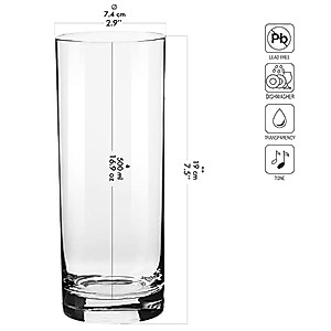 KROSNO Tall Water Juice Drinking Glasses | Set of 6 | 16.9 oz | Balance Collection | Highball & Tumbler Crystal Glass | Perfect for Home Restaurants and Parties | Dishwasher Safe | Gift Idea | Made in Europe