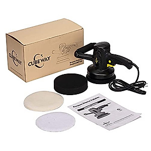 Buffer Polisher, 6-inch Electric Variable Speed Car Buffer Machine, Random Orbital Polisher Waxer Kit with 3 Pads for Car Detailing Polishing and Waxing, CUBEWAY